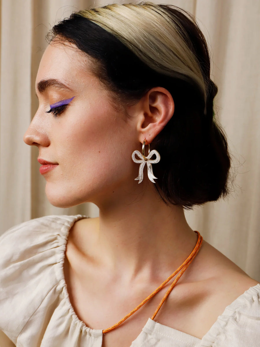 Mini Bow Hoops Cream – Fox + Feather